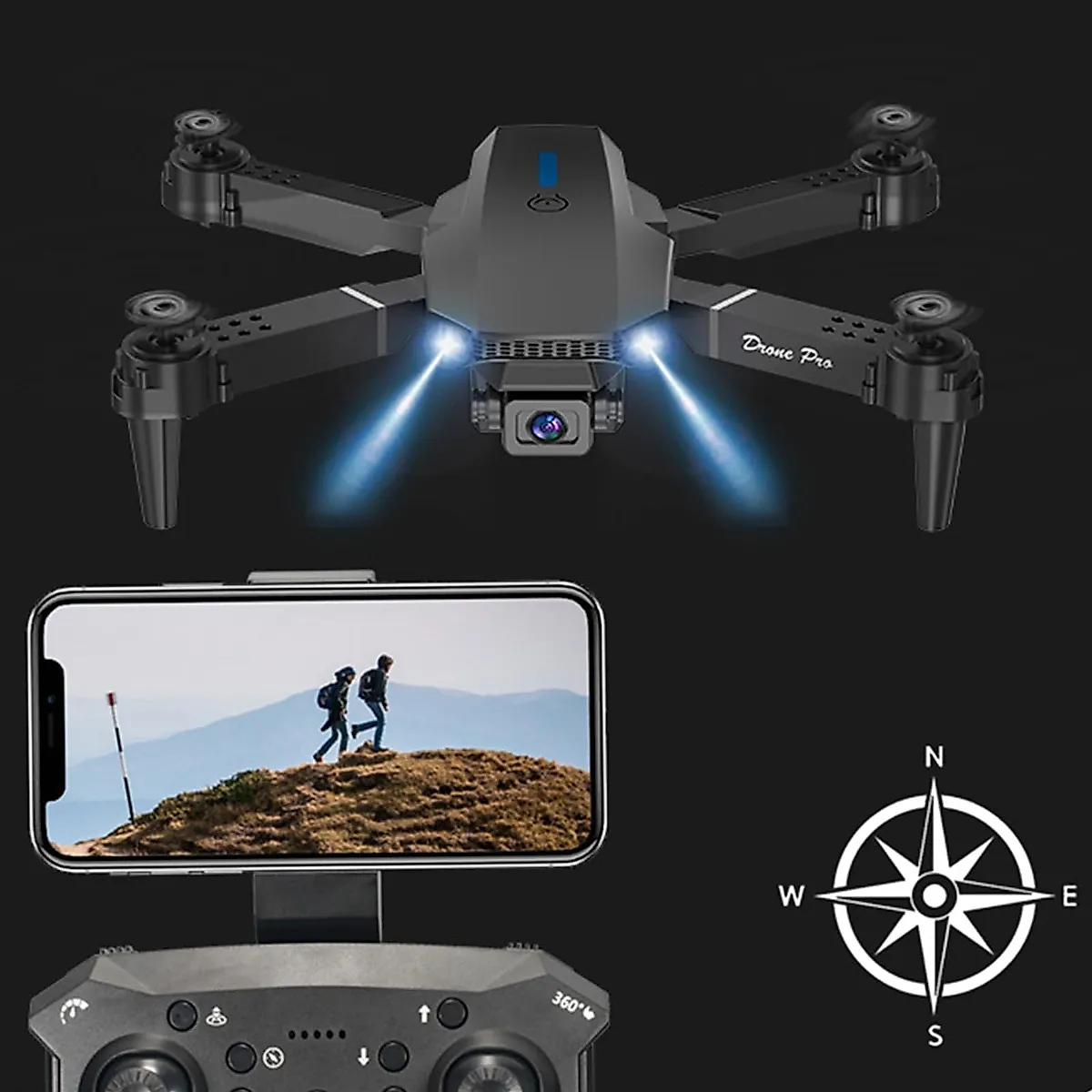 Drone with Camera 4K - Dual 1080P HD FPV Foldable Mini Drones with Carrying Case, Remote Control Drone for Kids, Teens, Adults, Beginners, Professionals