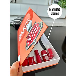 InspireMe Decorative Books for Home Decor, Faux Book Storage Box, Travel Table Books - Paris, New York, Mexico - Set of 3