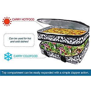 FATOLXX Insulated Casserole Dish Carrier Bag - Food Carriers for Hot or Cold Travel Potluck Parties,Picnic,Cookouts,Beach(Grey Blue -1)