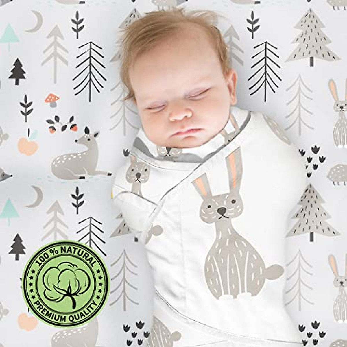 WOOLY HEROES Newborn Swaddle Blankets ~ 100% Cotton Baby Swaddles 0-3 Months ~ Easy to Use Newborn Sleep Sacks with a Leg Pocket and Adjustable Straps - Swaddle Sack for Baby Boys & Girls - Pack of 3