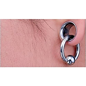 PAIR 00G SPRING LOADED CAPTIVE BEAD RING STEEL BIG GAUGES PRINCE ALBERT JEWELRY Style 88888-1822