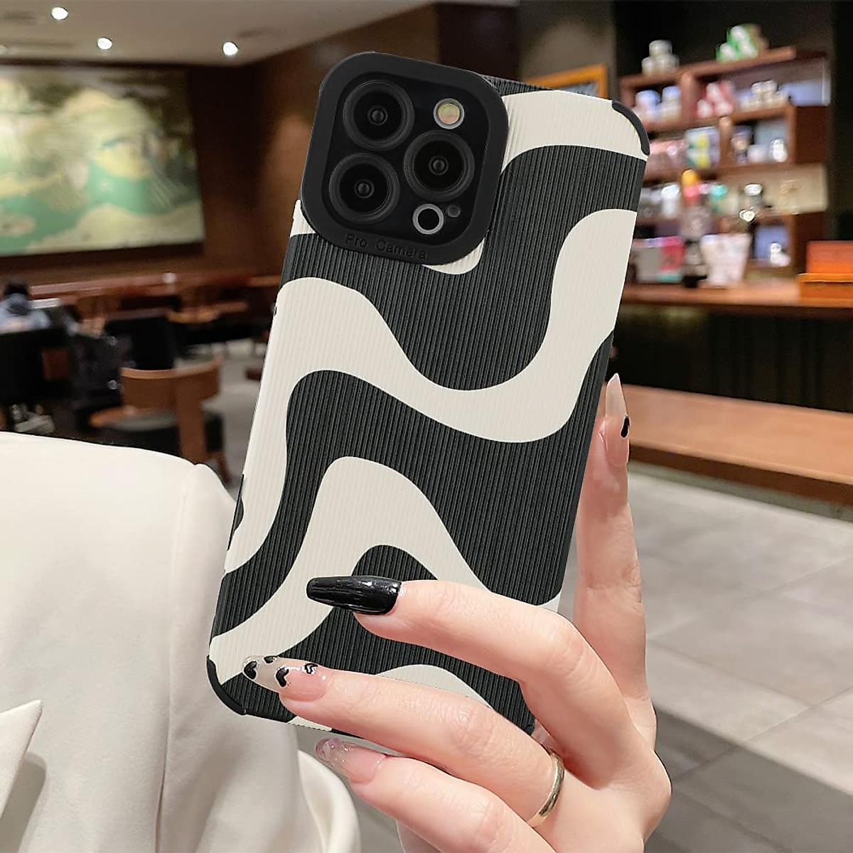 MZELQ for iPhone 13 Pro Max Case, Cute Pattern Wave iPhone 13 Pro Max Case, Screen Protector Camera Protection Lens Shockproof Phone Case for Girls Women