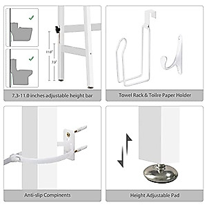 MallKing Over The Toilet Storage, Wooden 3-Tier Over-The-Toilet Rack Bathroom Space Saver Organizer, Freestanding Above Toilet with Toilet Paper Holder and Hooks (White)