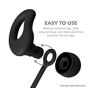 CURVD Earplug Lanyard, Soft Durable Flexible Premium Silicone Cord | Works with Most Earplugs with Removable Tips Compatible with CURVD Everyday, Loop Quiet/Engage/Experience, Vibes and More (Black)