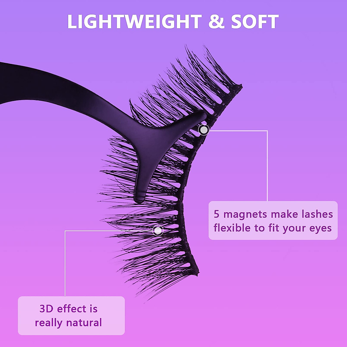 [10 Pairs] Magnetic Eyelashes and Eyeliner Kit, Reusable Magnetic Lashes with Eyeliner and Tweezers, 3D Natural Look False Eyelashes (10 PAIRS)