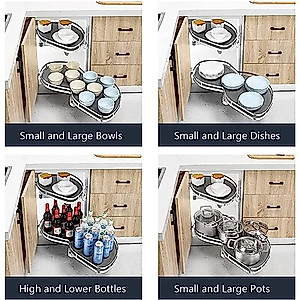 YEKIM Right Turn Blind Corner Pull Out Cabinet, 2 Tier Soft Close Swing Tray, Corner Swivel Cabinet Organizer, for 860Mm Cabinets,Right