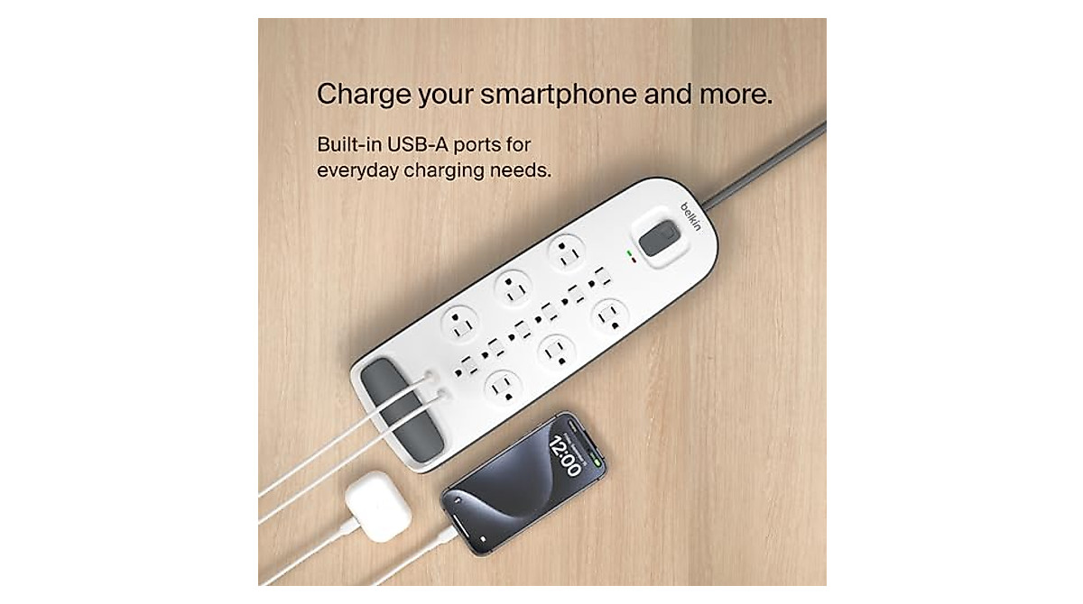 Belkin USB Power Strip Surge Protector – Safe & Compact
