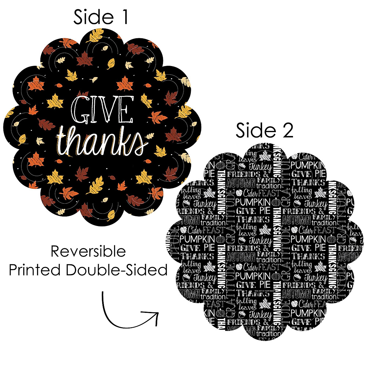 Big Dot of Happiness Give Thanks - Thanksgiving Party Round Table Decorations - Paper Chargers - Place Setting for 12
