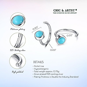 Huggie Hoop Earring 925 Sterling Silver Synthetic Turquoise Huggie Earrings for Women Ear Hugger Earrings Half Hoop Earrings