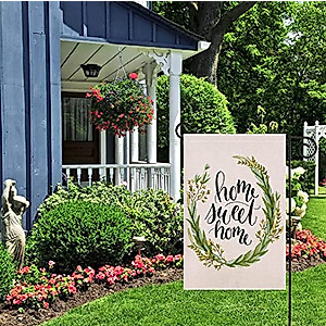 LHSION Home Sweet Home Garden Flag 12.5 x 18 Inch Vertical Double Sided Burlap Flag for Spring Summer Seasonal House Yard Decor