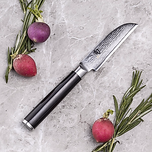 Shun Classic Straight Vegetable Knife, 3.5 inch VG-MAX Steel Blade, Handcrafted in Japan, DM0714