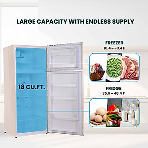 Conserv 30in RETRO Refrigerator 18cf Top Mount w/AUTOMATIC ICE MAKER 110V Handle(Cream)