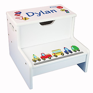 Personalized Cars & Trucks Storage Step Stool