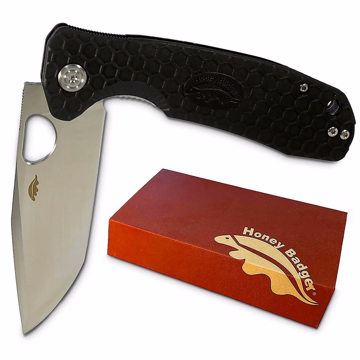 Honey Badger Tanto Pocket Knife for Men and Women - Folding Pocket Knife with Clip, Outdoor Camping Knife, Lightweight Pocket Knife, EDC Knife, and Reliable Folding Knife - Medium Black