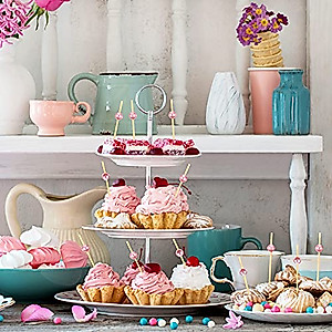 120 Counts Fancy Toothpicks for Appetizers Faux Pearl Charcuterie Cocktail Picks Wooden Decorative Toothpicks Handmade Sticks Long Appetizer Cocktail Sticks for Home Party, Dessert, Fruit (Rose Gold)