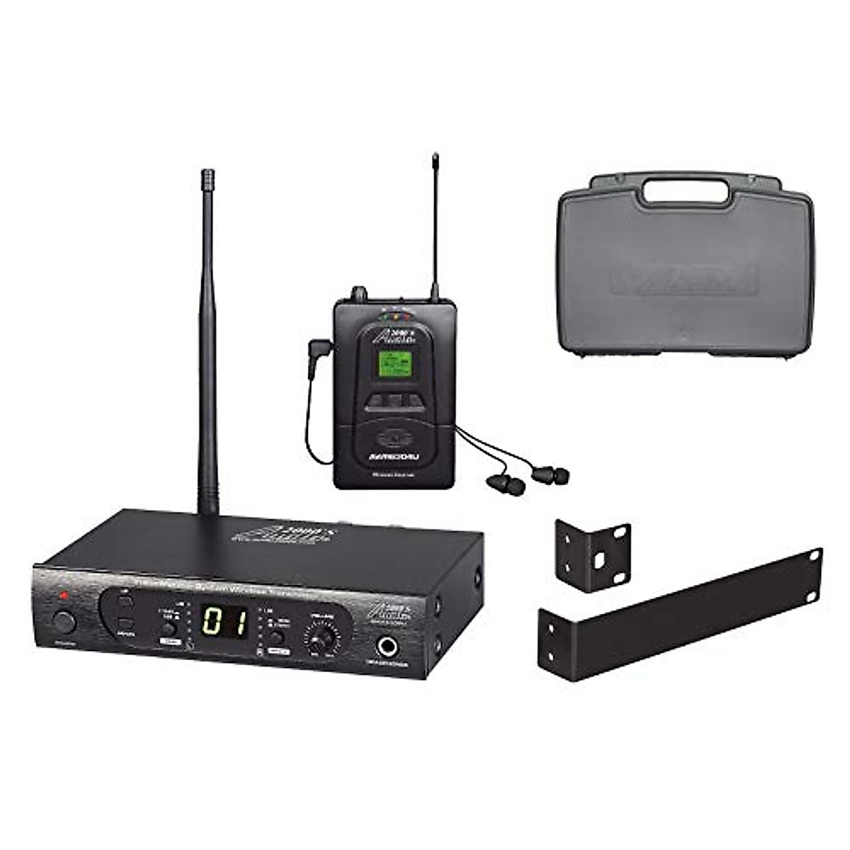 Audio2000'S AWM6308U UHF 100 Selectable Frequency Wireless in-Ear Monitor System with a PVC Carrying Case