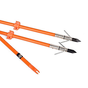 TY Archery 32inch Bowfishing Arrows Fish Hunting Solid Fiberglass Shaft with Broadheads and Safty Slides for Compound Bow and Recurve Bow Fishing Huntings