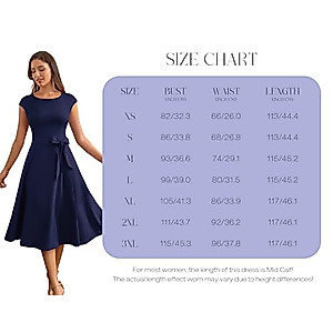 DRESSTELLS Women's Cocktail Dresses for Wedding Guest 2024, Formal Fit Flare Homecoming Prom Vintage Tea Party Hepburn Dress, Modest Funeral Midi Dress Navy M