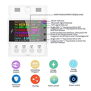AT4PW 100A Tuya WiFi Din Rail Smart Switch Remote Control AC 220V 110V Digital Power Energy Volt Amp Kwh Frequency Factor Meter