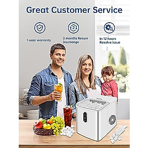Myetasser Countertop Ice Maker, Portable Ice Maker Machine with Ice Scoop and Basket, 9 Bullet Ice Ready in 6 Mins, Make 33lbs ice in 24 hrs, Self-Cleaning, Ice Maker for Home/Kitchen/Office