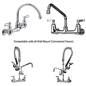 KWODE Commercial Wall Mount Faucet Installation Kit, Wall Mount Kitchen Faucet Mount Kit Backsplash Mount Set for Stainless Steel Commercial Kitchen Prep & Utility Sink