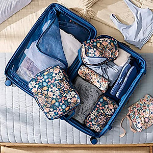 Vera Bradley Women's Compression Packing Cube 3-piece Set, Enchanted Mandala Blue, One Size