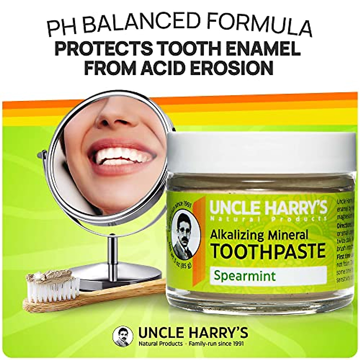 Uncle Harry's Spearmint Remineralizing Toothpaste | Natural Whitening Toothpaste Freshens Breath & Promotes Enamel | Vegan Fluoride Free Toothpaste