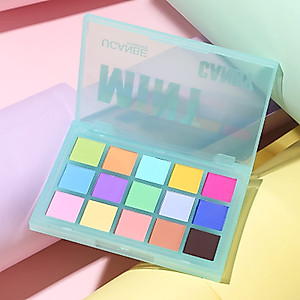 UCANBE Colorful Matte Makeup Eyeshadow Palette, 15 Shades Vibrant MACARON Pastel Eye Shadow Pallet, High Pigmented Blendable Rainbow Make Up Plattet Kit - Mint Candy