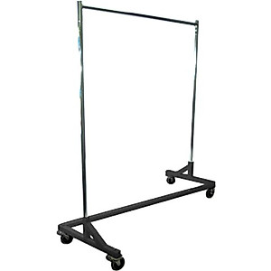 Only Hangers GR600 Heavy Duty 400lb Capacity Z Rack, 63" Length with Adjustable Height Chrome Uprights and Black Base with Commercial Grade Casters, One Rack