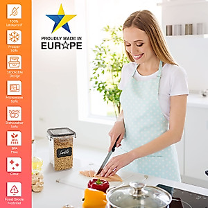 Mueller Airtight Food Storage Container Set with Lids – 24-Piece, Kitchen & Pantry Organization and Storage, Dishwasher, Freezer and Microwave Safe – 24 Labels, 4 Measuring Cups and Marker, Dark Grey