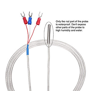 uxcell PT100 RTD Temperature Sensor Probe 3 Wires Cable Thermocouple Stainless Steel 300cm(9.8ft) (Temperature Rang: -50 to 200C)