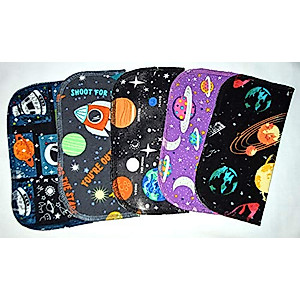 1 Ply Printed Flannel 8x8 Inches Little Wipes Set of 5 Out Of This World