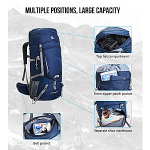 TianYaOutDoor Hiking Backpack for Men 60L Lightweight Camping Backpack with Rain Cover Outdoor Daypack (Black)