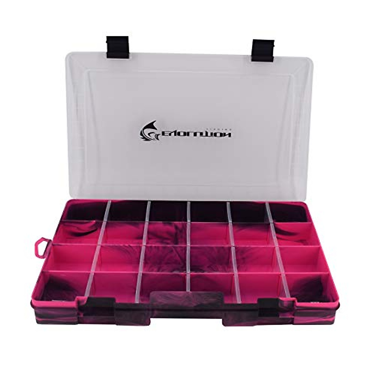 Evolution Outdoor 3700 Drift Series Fishing Tackle Tray – Pink, Colored Tackle Box Organizer with Removable Compartments, Clear Lid, 2 Latch Closure, Utility Box Storage