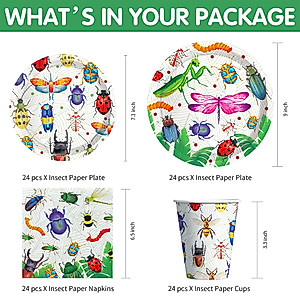 Xenorik Bug Birthday Party Decorations Tableware - Bug Party Supplies, Plate, Cup, Napkin,Tablecloth, Cutlery, Spring Summer Nature Insect Theme Birthday Baby Shower Party Decorations | Serve 24