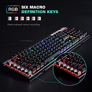 Havit RGB Mechanical Gaming Keyboard LED 120 Keys Ergonomic Detachable Wrist Rest Wired Keyboards Blue Switches Multimedia Volume Control for PC Game