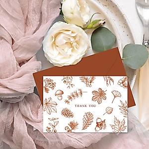 Whaline 36Pcs Fall Thank You Cards with Envelopes and Stickers Terracotta Autumn Leaves Greeting Cards Blank Note Cards for Fall Thanksgiving Supplies