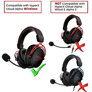 Mic Replacement for HyperX Cloud Alpha Wireless Gaming Headset, 3.5mm Detachable Noise Cancelling Microphone with LED Mute Indicator for PC, Xbox One, PS4, PS5 Black