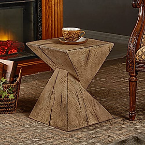 Ball & Cast Faux Wood Stump End Table Concrete Accent Side Table MgO Sofa Table Stand Stool, Natural Set of 1