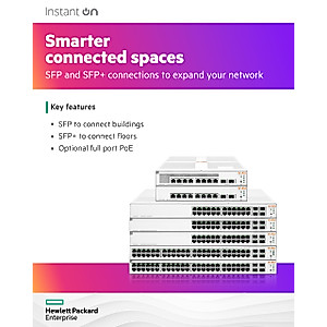 HPE Networking Instant On Switch Series 1930 48-Port Gb Smart-Managed Layer 2+ Ethernet Switch with PoE | 48x 1G | 4X SFP+ | 48x CL4 PoE 370W | US Cord (JL686B#ABA)