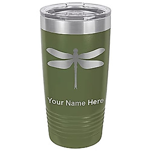 LaserGram 20oz Vacuum Insulated Tumbler Mug, Dragonfly, Personalized Engraving Included (Camo Green)