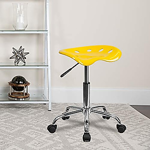 Flash Furniture Taylor Vibrant Yellow Tractor Seat and Chrome Stool