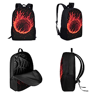 FANCOSAN Cool Basketball Pattern Kids Backpack Travel Rucksack School Bag + Lunch Box + Pencil Bag 3 Piece