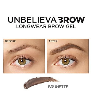 L'Oreal Paris Unbelieva-Brow Longwear Waterproof Tinted Brow Gel, Smudge-resistant, Transfer- Proof, Quick Drying, Easy and quick application with precise brush, Brunette, 0.15 fl. oz.