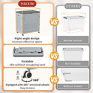 HAIXIN 39Gal Extra Large Storage Bin with Lid, Wheels & Lock - Foldable Deck Storage Box for Cushions, Toys, Tools and Sports Equipment, Ideal Garden, Garage, Patio, Pool Organizer (Dark Grey)