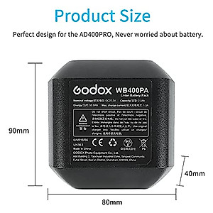 GODOX WB400P Battery Replacement (WB400PA is Update Version of WB400P), Li-on Battery Pack AD400Pro Strobe Flash
