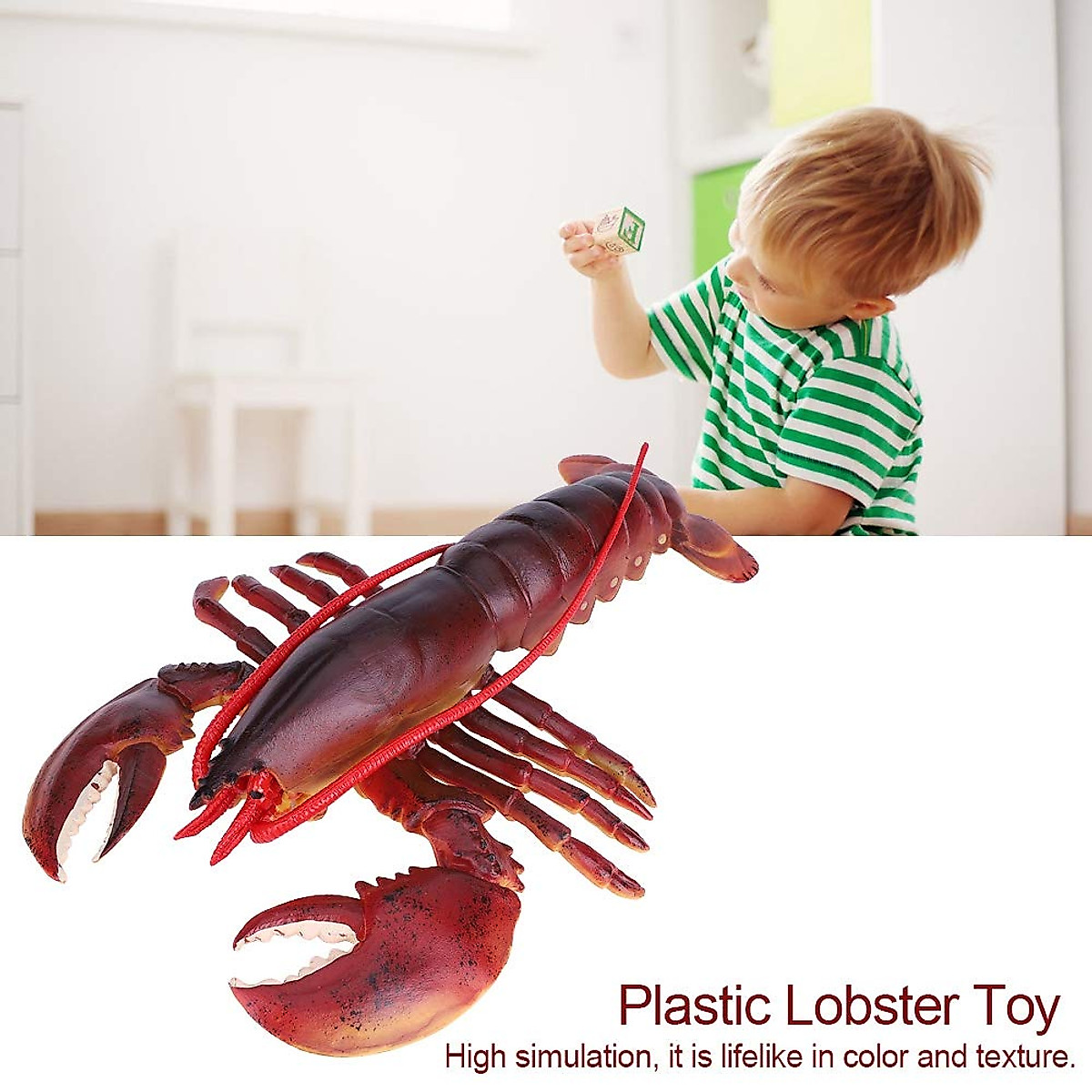 GLOGLOW Lobster Model, Artificial Lobster Seafood Model Simulation Lobster Model Plastic Lobster Decorations for Home Party Decoration Display Kids Toy(Dark-Australian Lobster, 9 in)