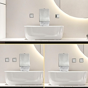 DOLGABA Wall Mount Bathroom Faucet Waterfall Bathroom Sink Faucet with 2 Handles, Widespread 3 Holes Wall Mounted Faucet for Vanity Vessel, Brushed Nickel