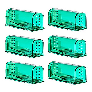 6 Pack Humane Mouse Traps Catch and Release Pet and Child Safe No Poison Green Color