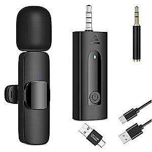 HMKCH Wireless Lavalier Microphone for DSLR Camera/Gopro/Computer/Laptop/MacBook/iPhone/iPad/Tablet, Professional Cordless Clip On Lapel Mic for Video Recording, YouTube, Vlog, Interview, Podcast